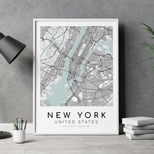 NEW YORK City Map, United States NY Gifts for Her, Minimalist Map Print ...