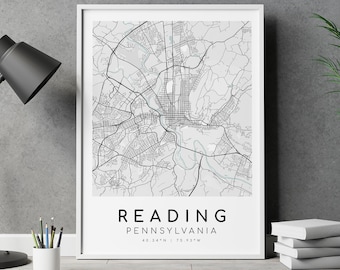 Reading Pa Map Gift - Etsy