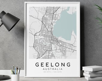 Geelong City Map Art - Etsy