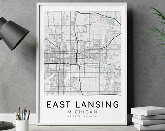 East Lansing Map Print - Etsy