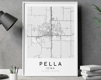 Pella City Map Art - Etsy