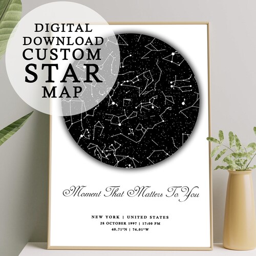 Digital Download Custom Star Map by Date Printable - Etsy