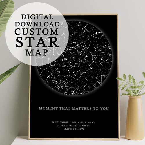 Digital Download Custom Star Map by Date Printable - Etsy