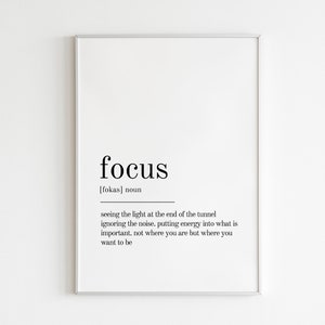Focus Definition Print Wall Art Prints Quote Print Wall | Etsy