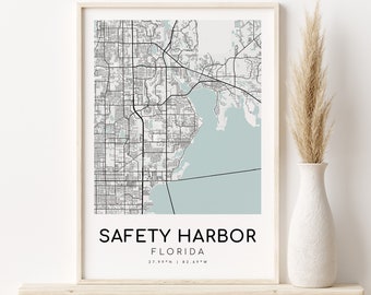 Safety Harbor, FL City Limits Map Print - Etsy