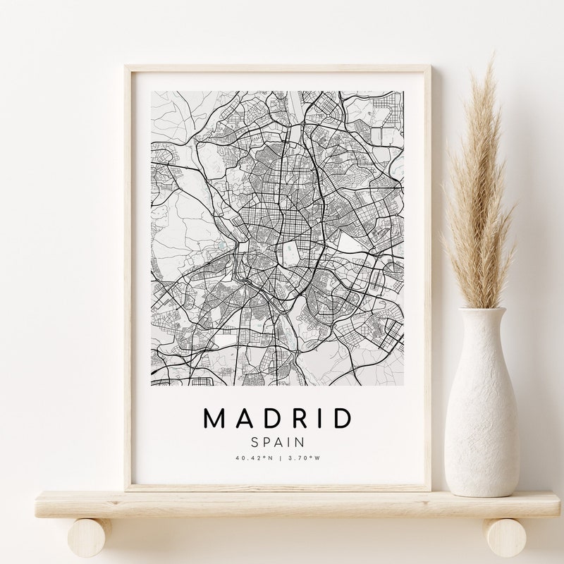 Framed Map of Madrid - Etsy