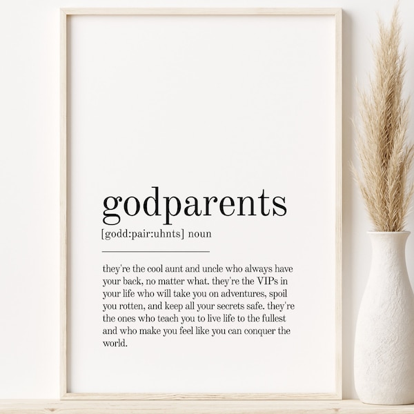Godfather Definition Print Printable DIGITAL ART Godfather Gift for ...