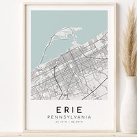 1899 Map of Erie PA and Lake Erie - Etsy