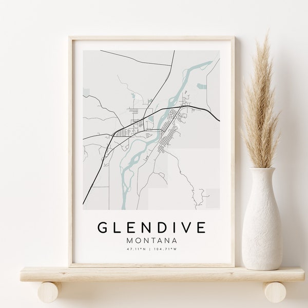 Glendive Montana Map - Etsy