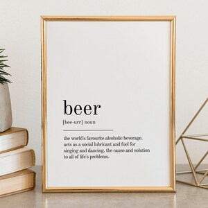 Beer Definition Print Beer Wall Art Prints Digital Download - Etsy