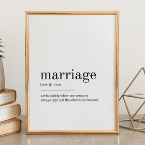 Marriage Definition Print Marriage Wall Art Prints Printable - Etsy