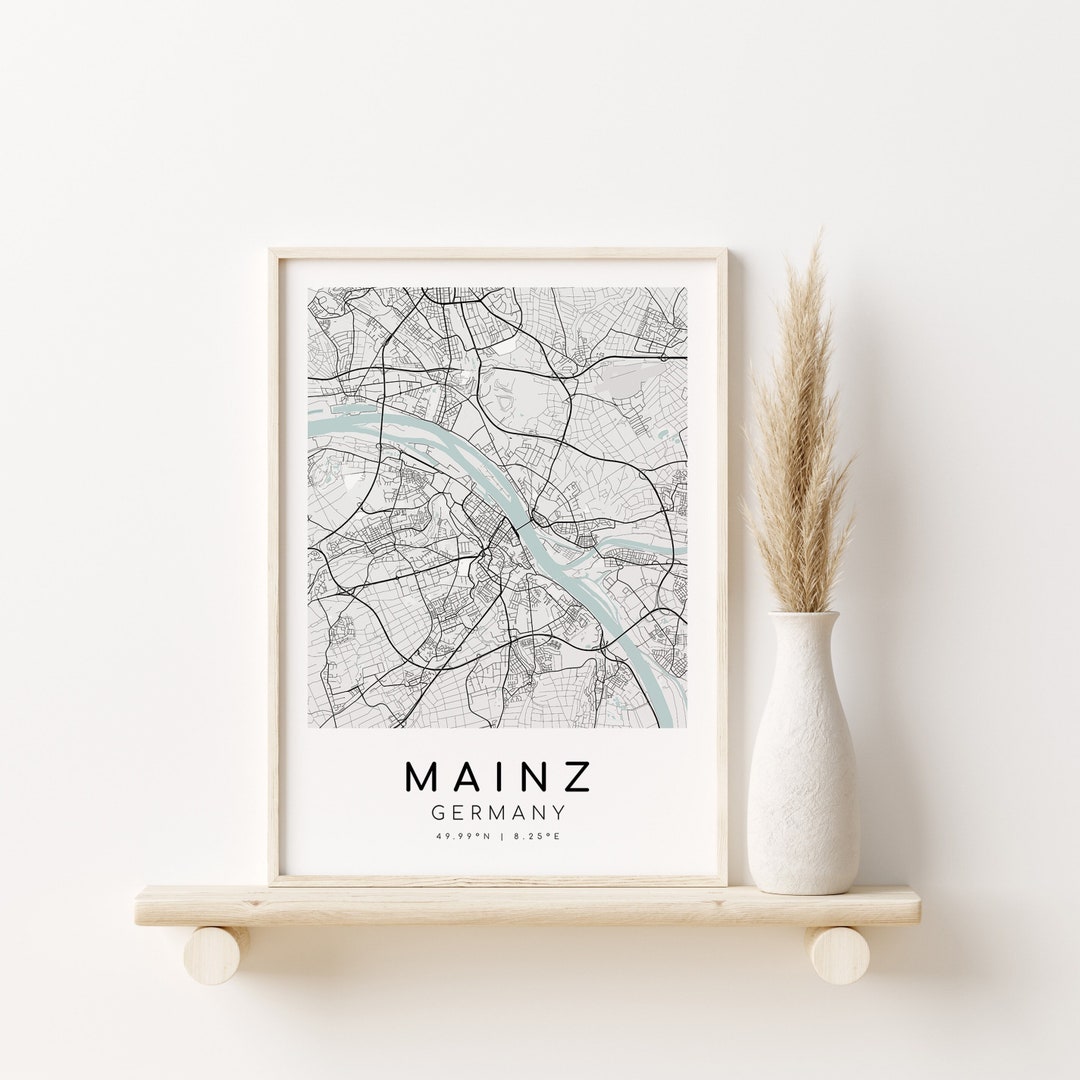 MAINZ City Map, Germany Map Poster, Engagement Map Art, Custom ...