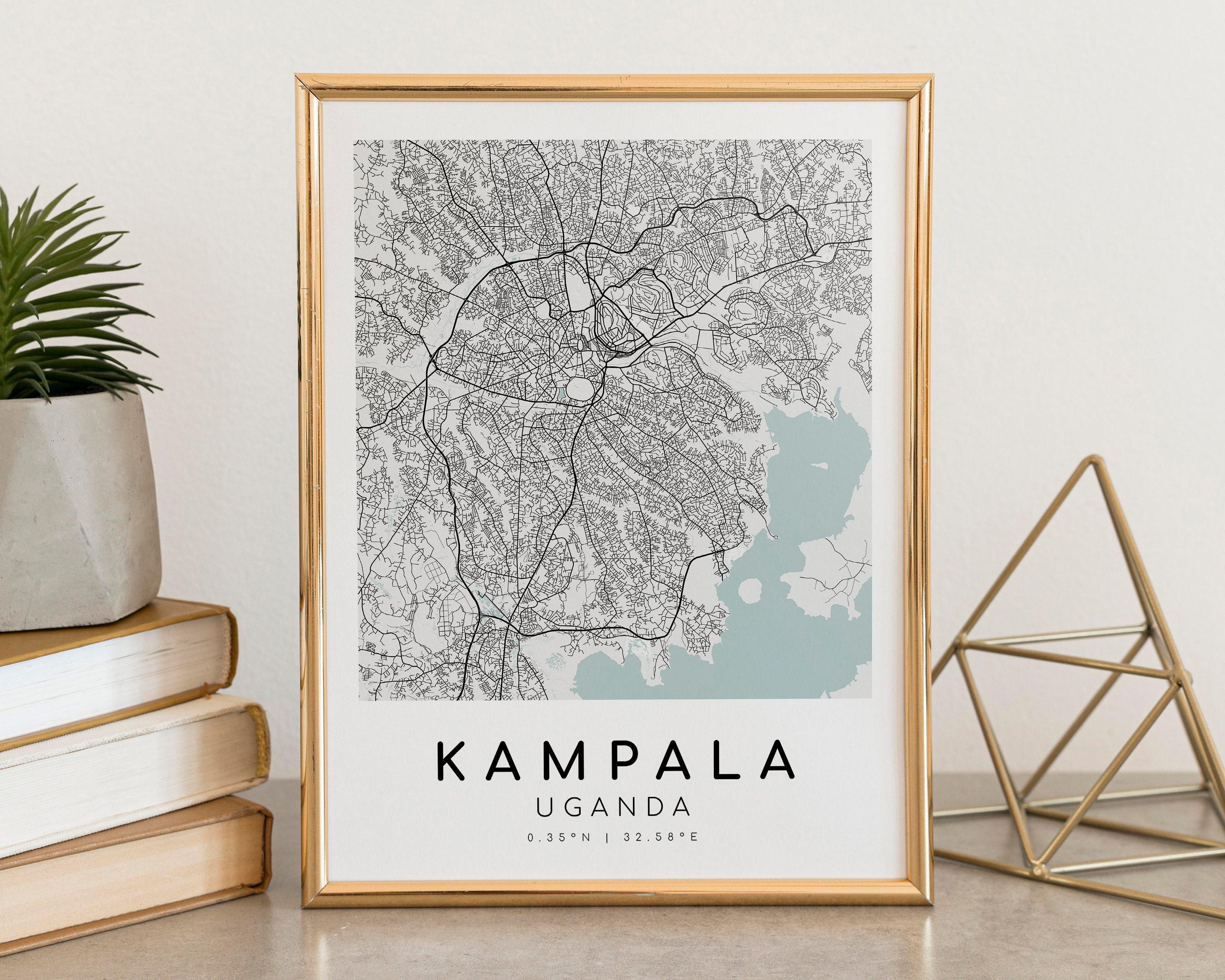 KAMPALA Uganda Map Print, Kampala City Map Poster, Unique Gift Idea ...