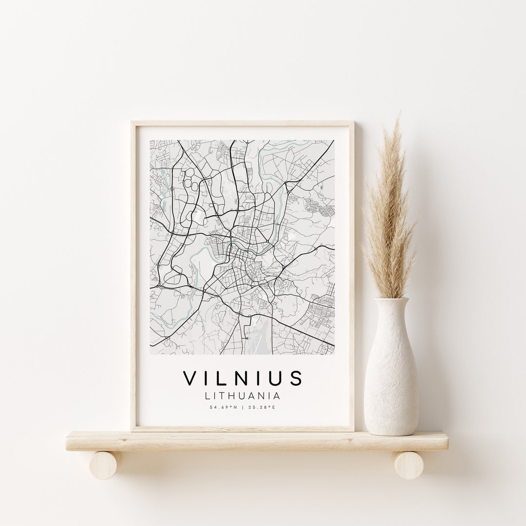 VILNIUS City Map, Minimalist Art, Lithuania Map, Custom Map Gift ...