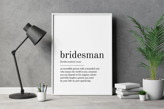 Bridesman Definition Print Wall Art Prints Quote Print Wall - Etsy