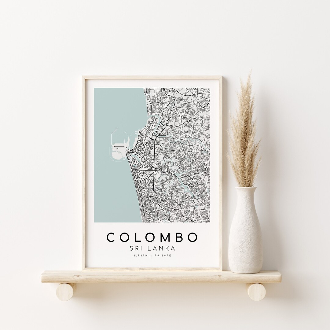 COLOMBO City Map, Sri Lanka Wedding Gifts , Gifts for Him, Gift Map ...
