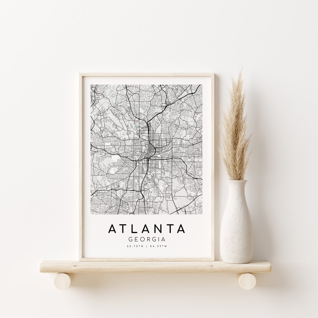 ATLANTA City Map, Georgia Personalized Map Print, New Job Gift, Modern ...