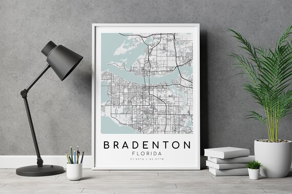 Bradenton Florida FL City Map Wall Map Poster Engagement Map - Etsy