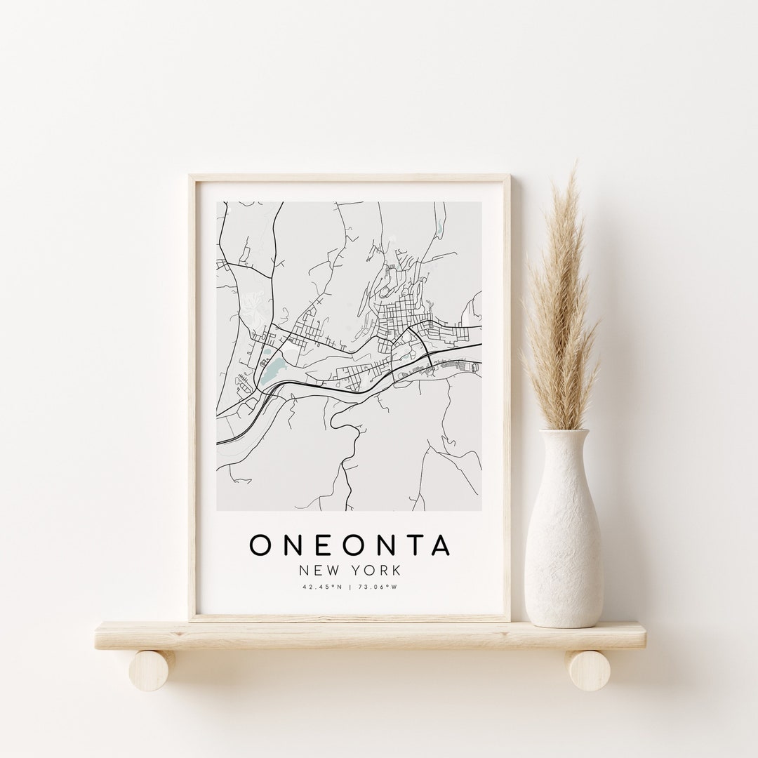 ONEONTA New York City Map, USA NY City Map Prints, Personalized Gifts ...
