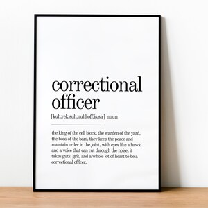 Correctional Officer Definition Print, Self Love Wall Art, Definition ...