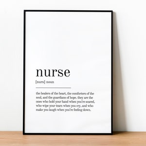 Nurse Definition Print, Book Quote Print, Office Definition Print, Wall ...