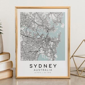 SYDNEY Australia Map Print, City Map Poster, Gifts for Her, Printable ...