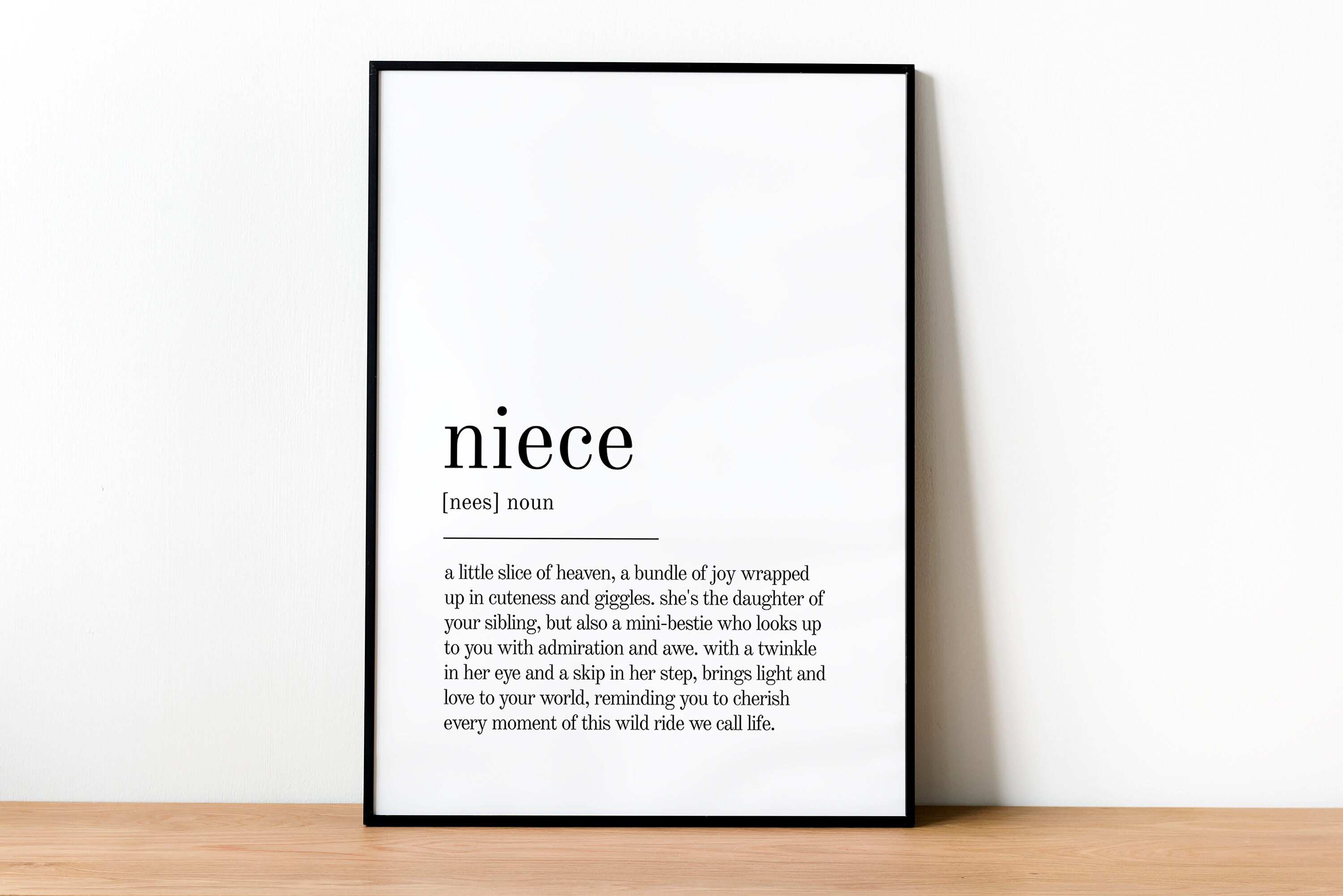 Niece Definition Print, Self Love Wall Art, Dictionary Print, Niece ...