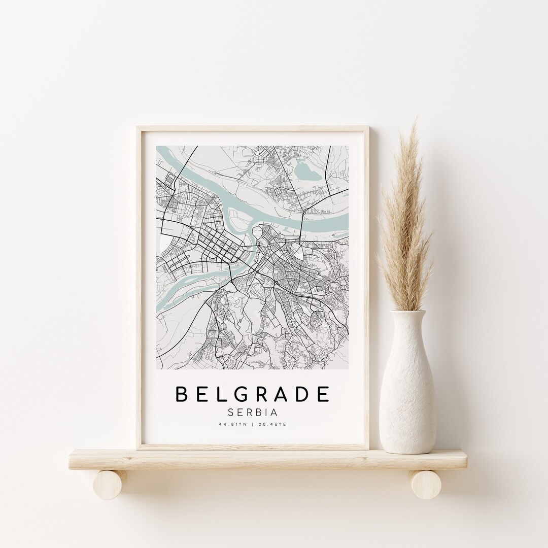 BELGRADE Serbia City Map, Wall Poster, Engagement Map Art, Custom ...