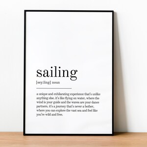 Sailing Definition Print, Wall Art Prints, Quote Print, Wall Decor ...