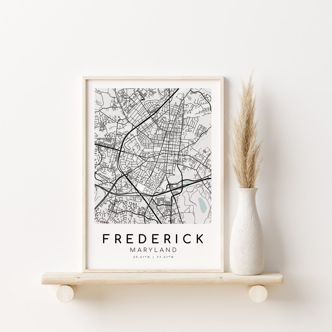 Frederick Maryland Map Print, City Map Poster, Personalized Gifts ...