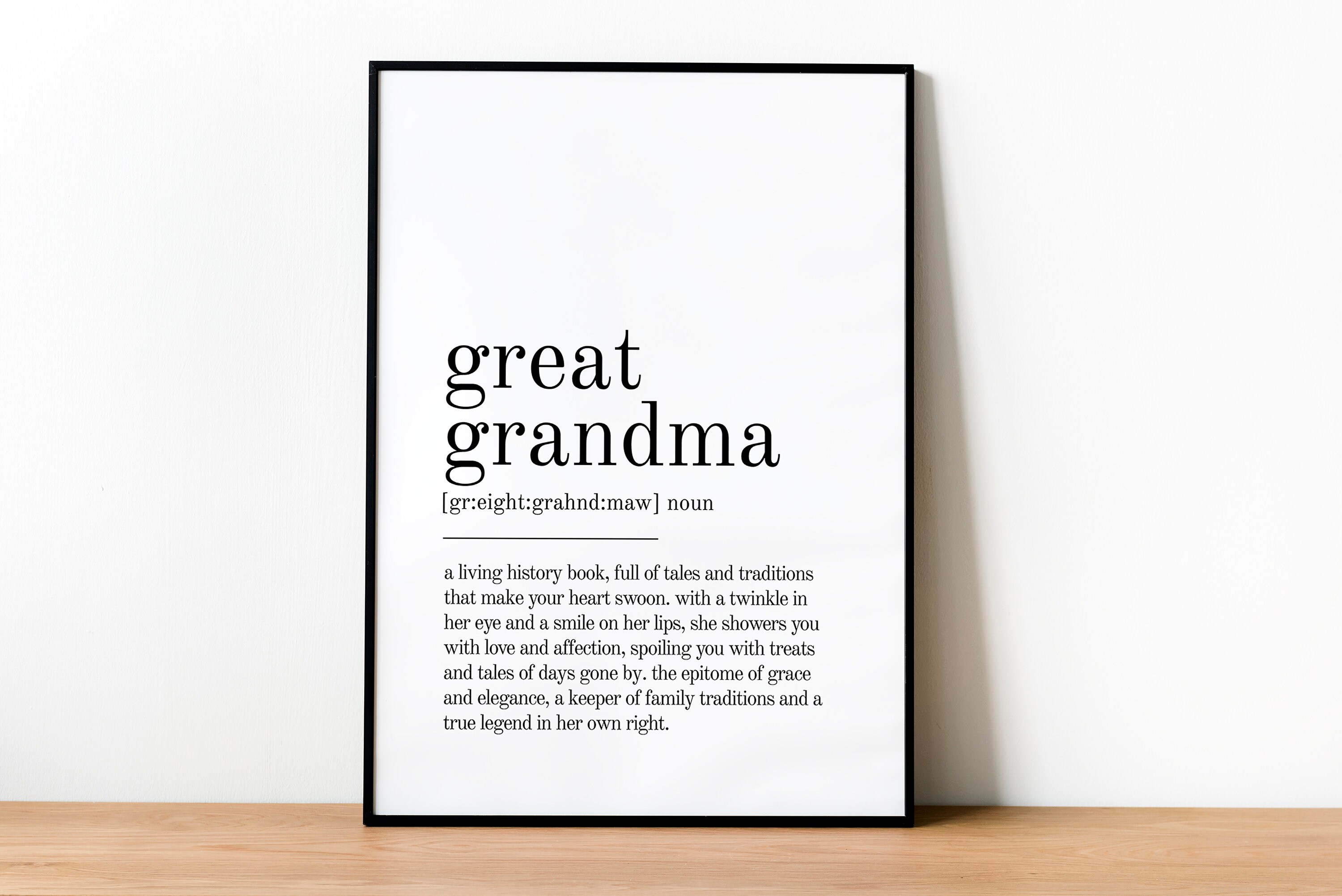 Great Grandma Definition Print, Wall Art Prints, Printable Art, Instant ...