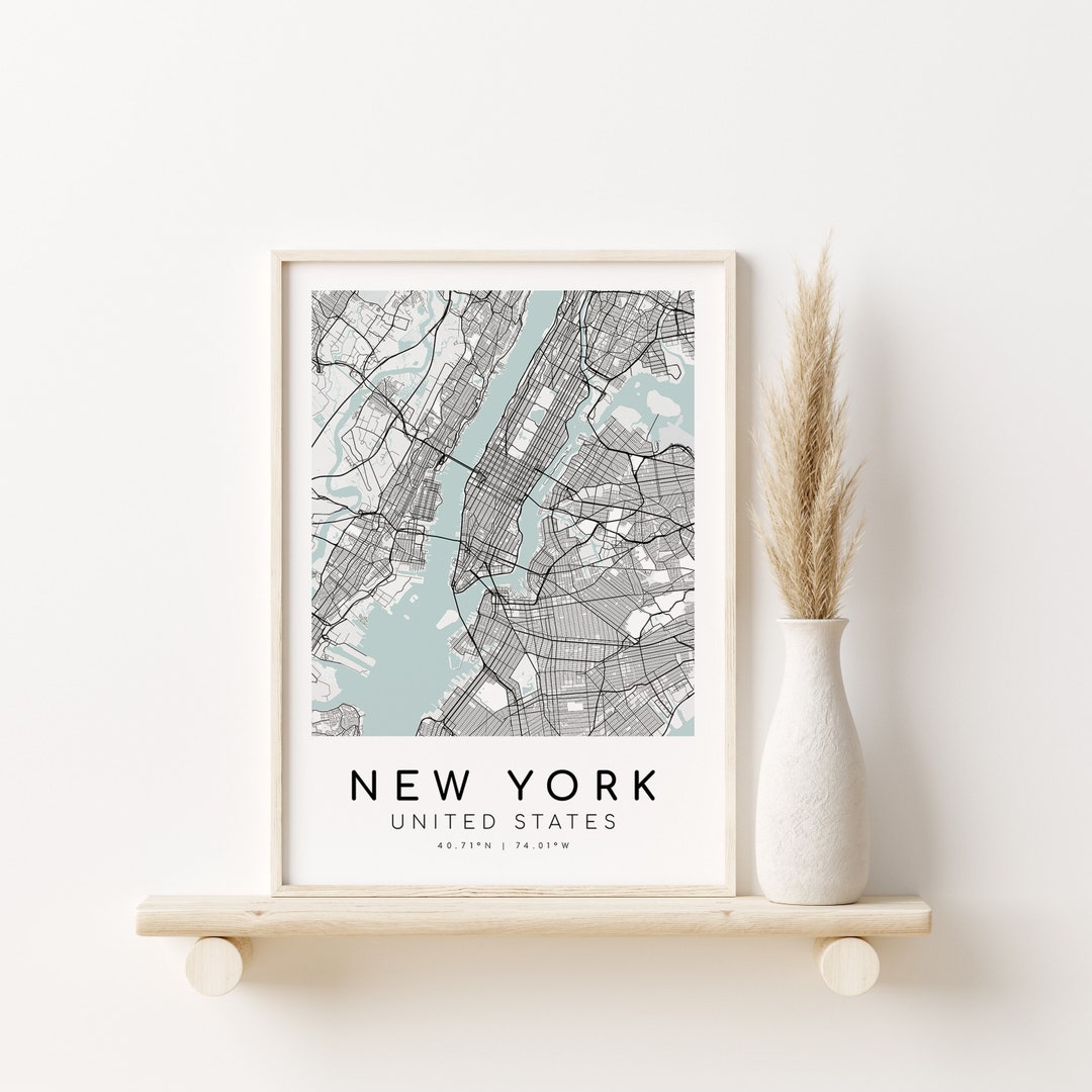 NEW YORK City Map, United States NY Gifts for Her, Minimalist Map Print ...