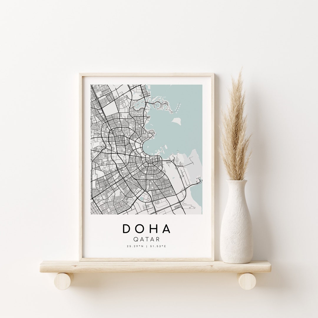 DOHA Qatar Map Print, City Map Poster, Gifts for Her, Printable City ...