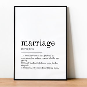 Marriage Definition Print, Marriage Wall Art Prints, Printable Art ...