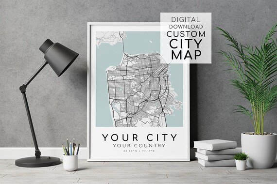 Custom City Map Digital Download Custom Map Print Valentines - Etsy