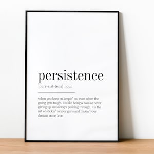 Persistence Definition Print, Wall Art Prints, Digital Download, Quote ...