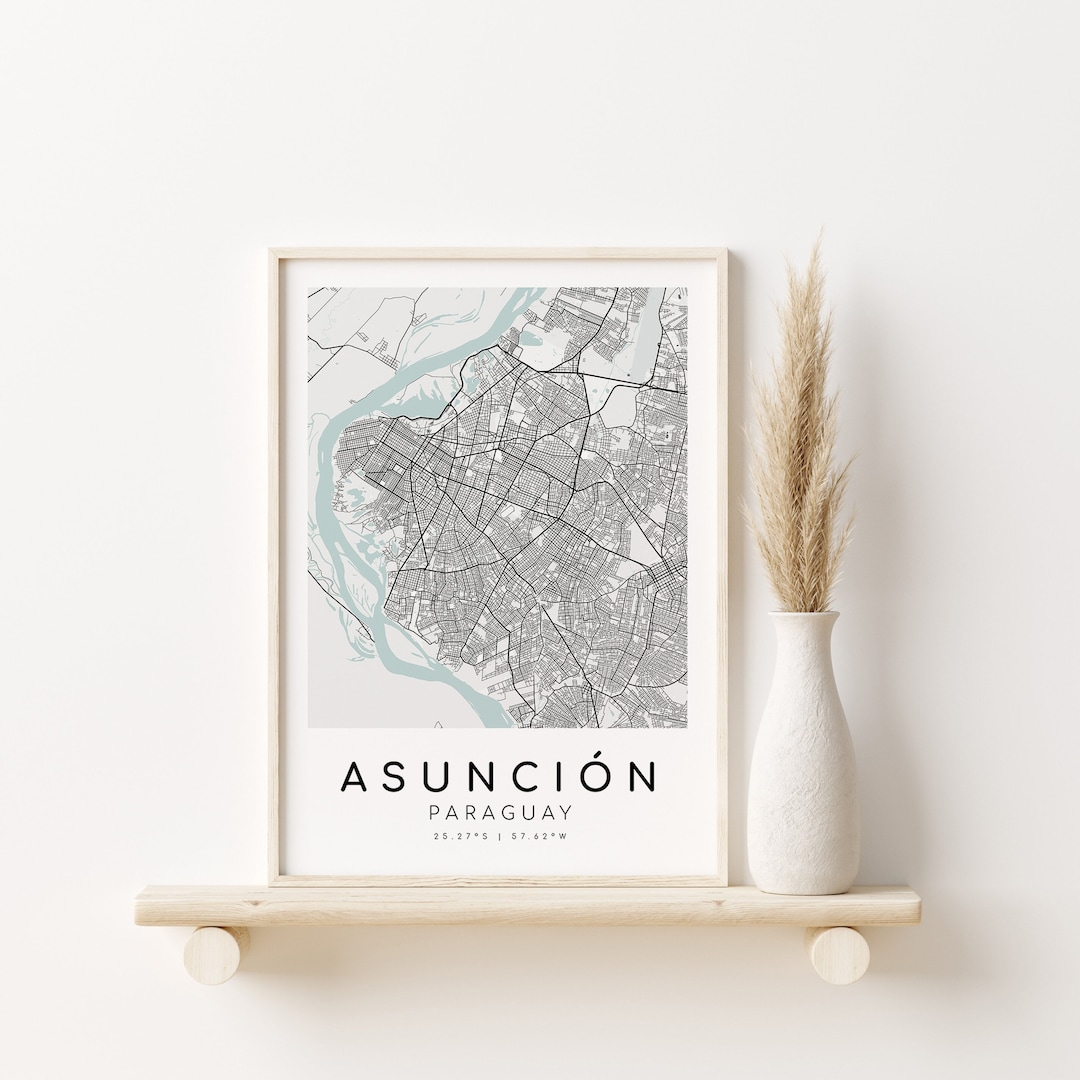 ASUNCION City Map, Paraguay Poster, Gifts for Her, Minimalist Map Print ...