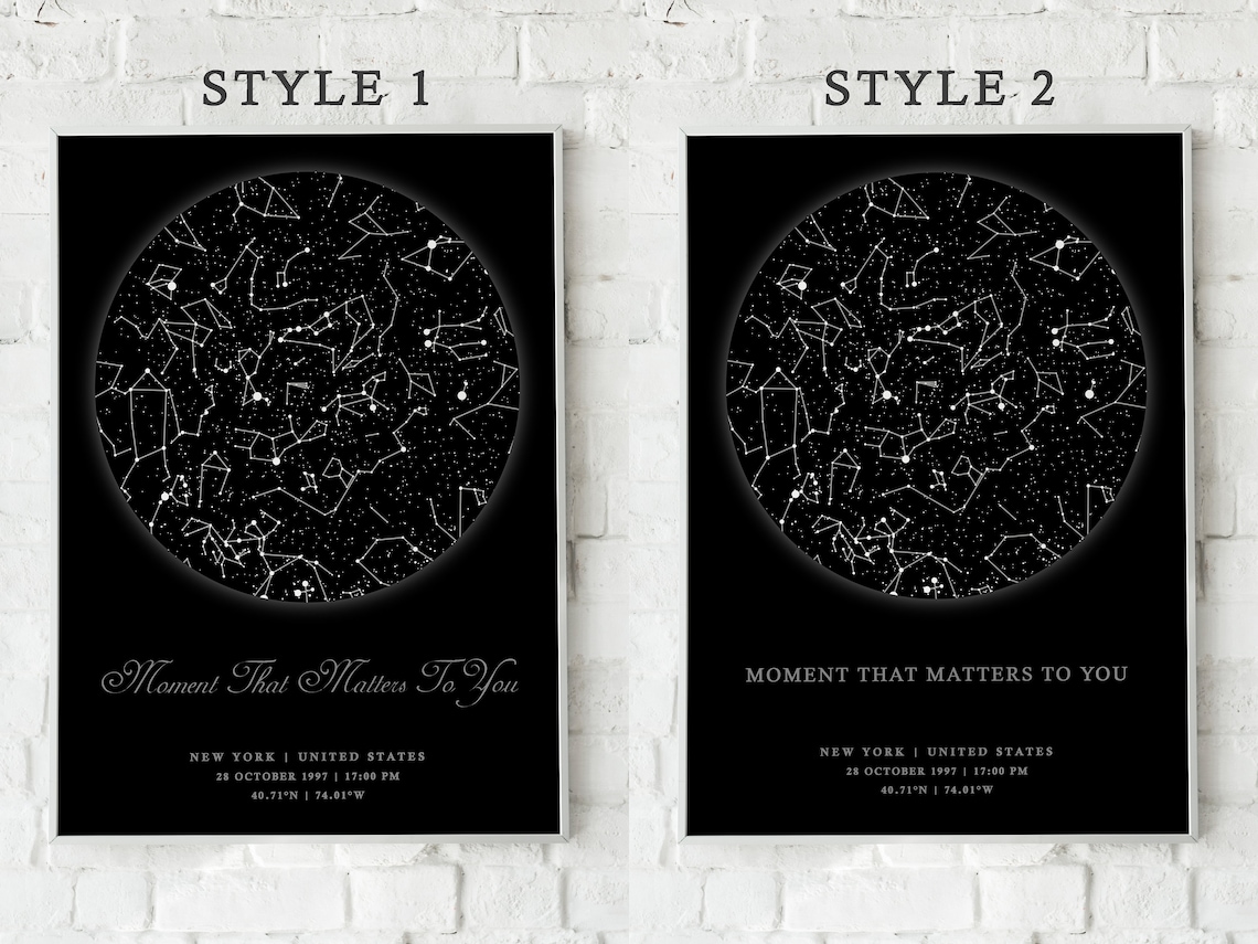 Digital Download Custom Star Map by Date Printable - Etsy