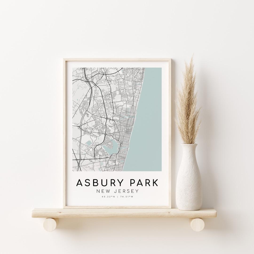 ASBURY PARK City Map, New Jersey USA City Map Prints, Personalized ...
