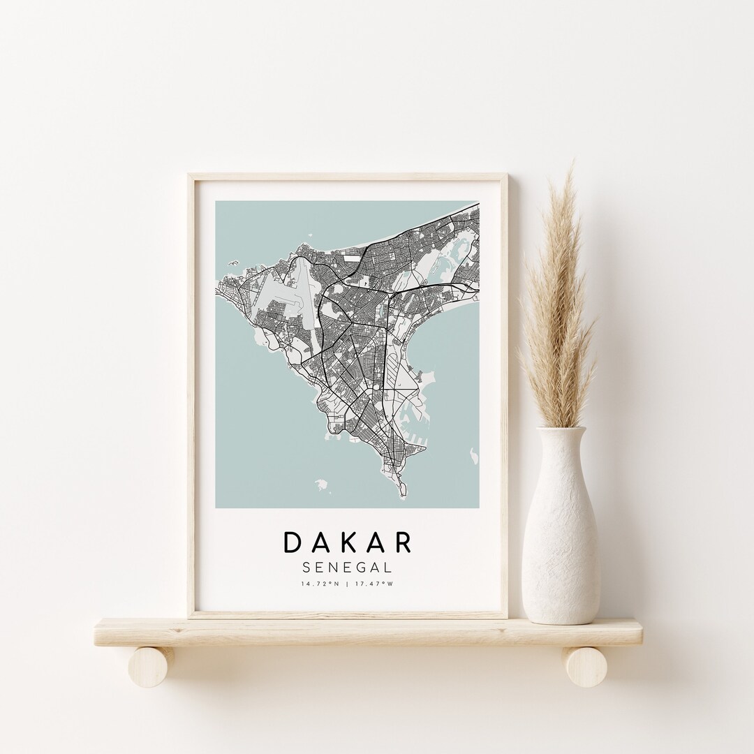 DAKAR Senegal City Map, Gift Map, Map Poster, Custom Map Gift ...