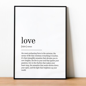 Love Definition Print, Love Wall Art Prints, Digital Download, Love ...