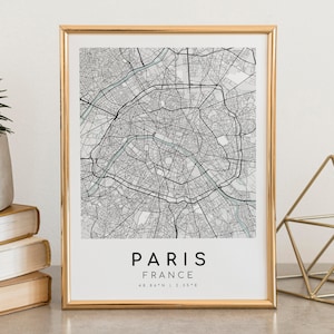 PARIS France Map Print, Paris City Map Poster, Unique Gift Idea, Custom ...