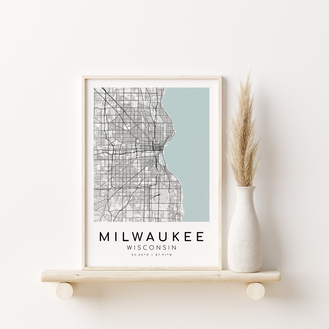 Impressão do mapa de Milwaukee, pôster do mapa da cidade dos EUA WI ...