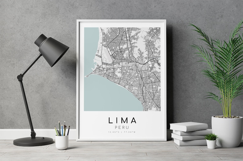LIMA Peru Map Print, Lima Road Map Poster, Gifts for Her, Custom Map ...