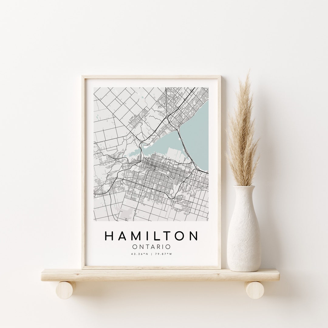 Hamilton Ontario Canada City Map, Wall Map Poster, Engagement Map Art ...