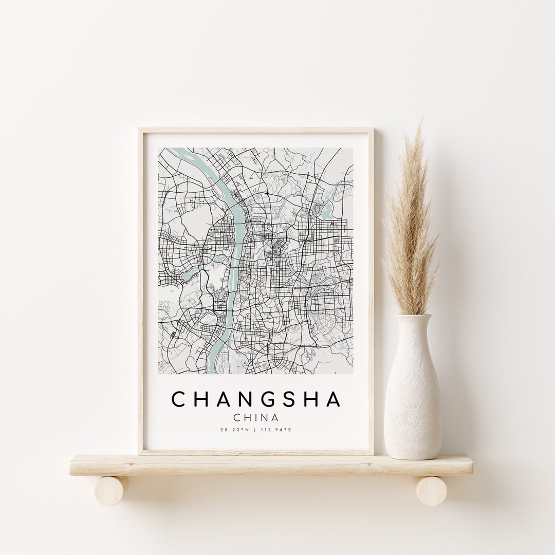 CHANGSHA City Map, China Minimalist Art, Home Map Custom Map Gift ...
