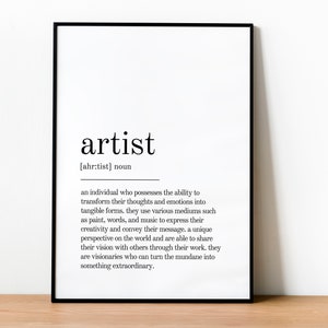 Artist Definition Print, Self Love Wall Art, Artist Dictionary Print ...