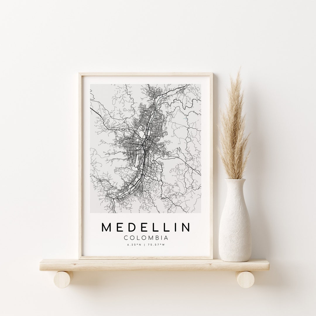 MEDELLIN Map Print, Colombia City Map Poster, Gifts for Her, Printable ...
