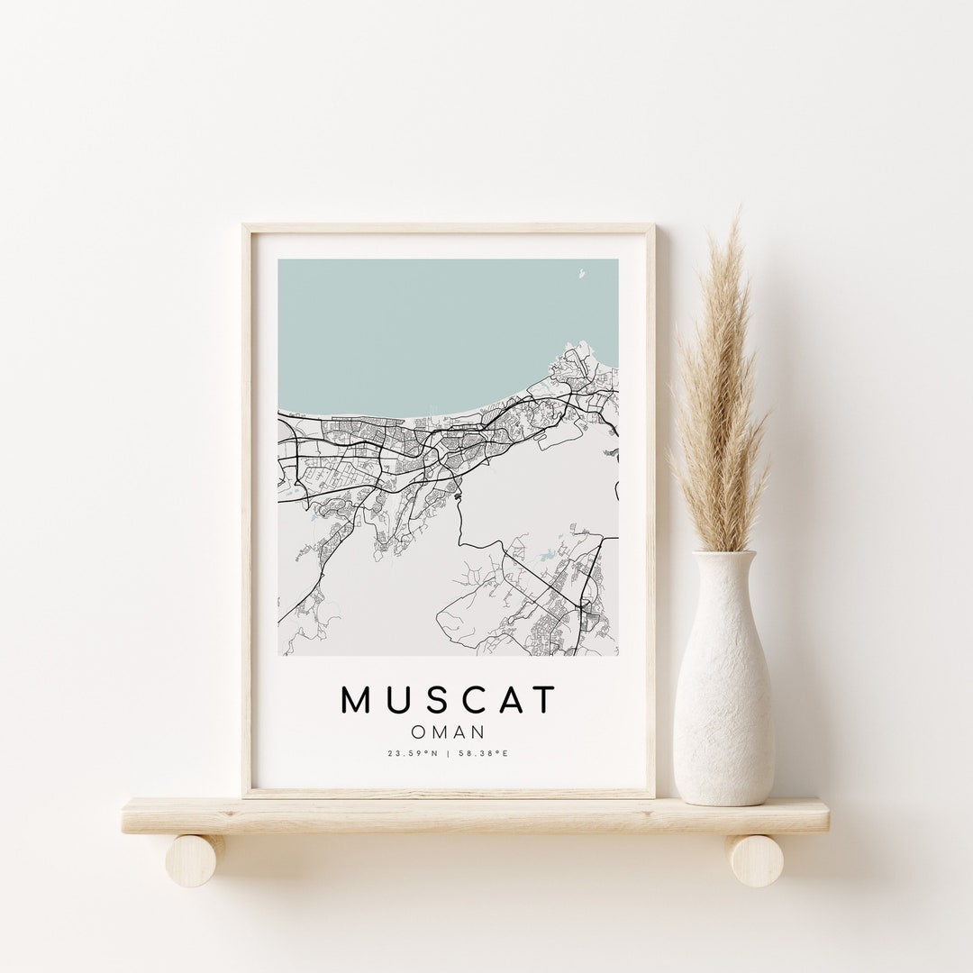 MUSCAT Oman Map Print, Country Map Poster, Gifts for Him, Gift City Map ...