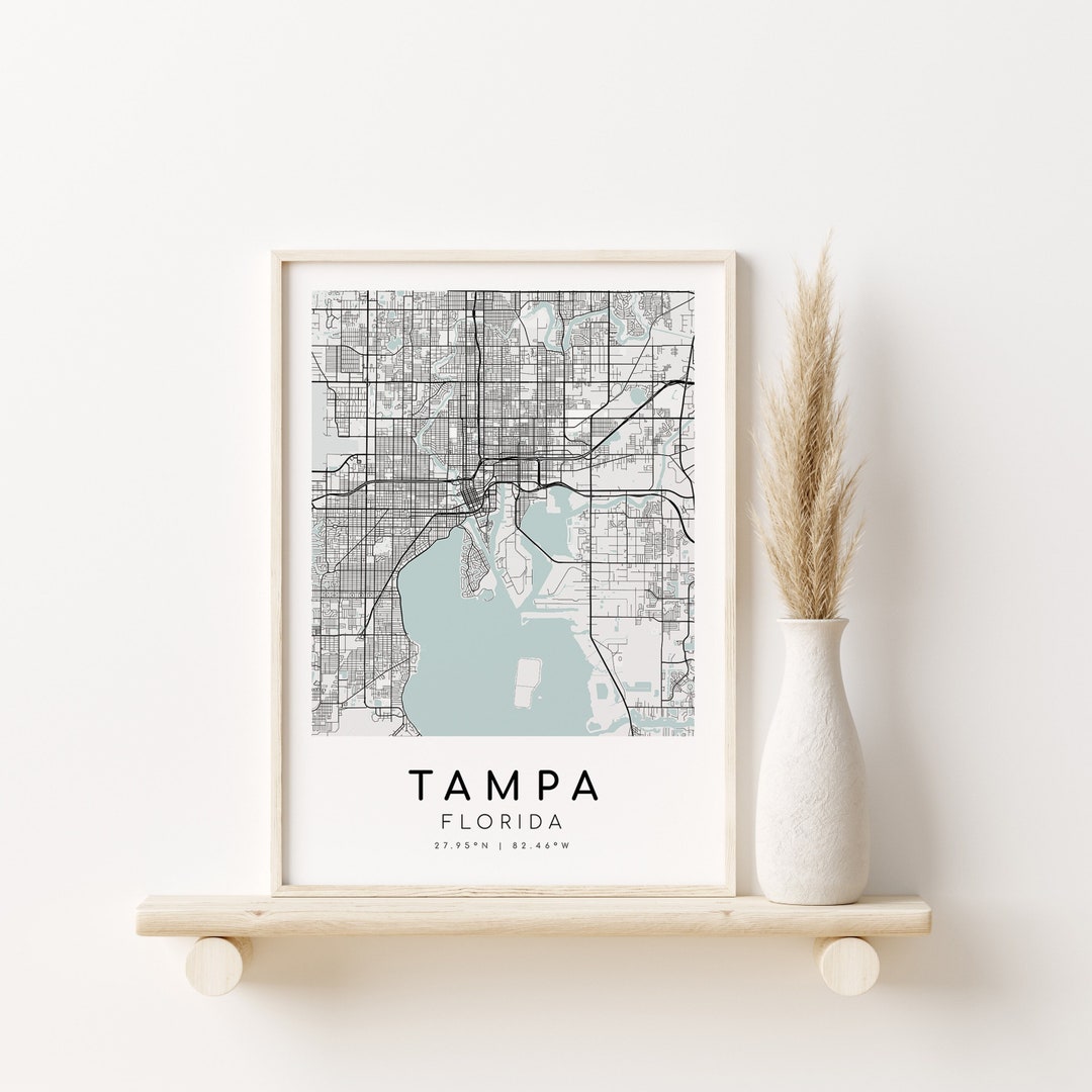 TAMPA Florida City Map, FL USA City Map Prints, Personalized Gifts ...